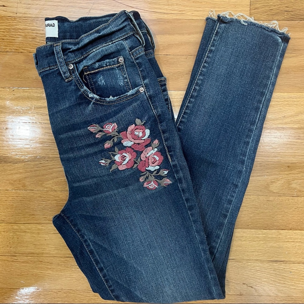 Garage | Ultra High Rise Embroidered Jeans - Gem